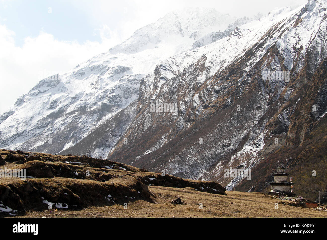 Snow mountain near Samdo in Nepal Stock Photo - Alamy