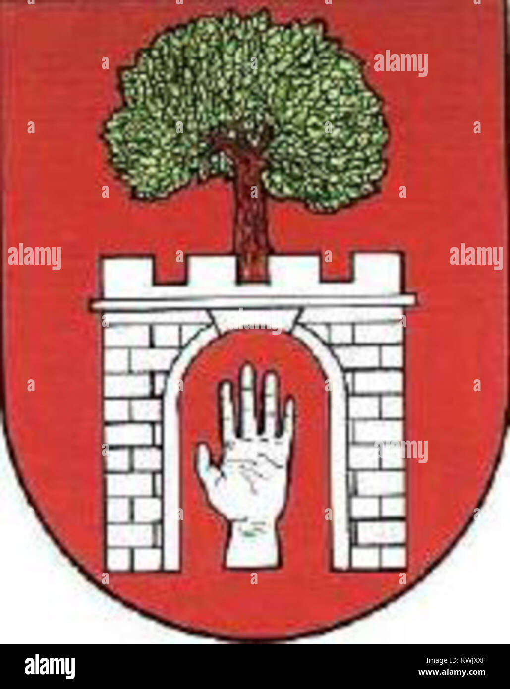 The coat of arms of Lichkov features a silver shield with a blue base ...