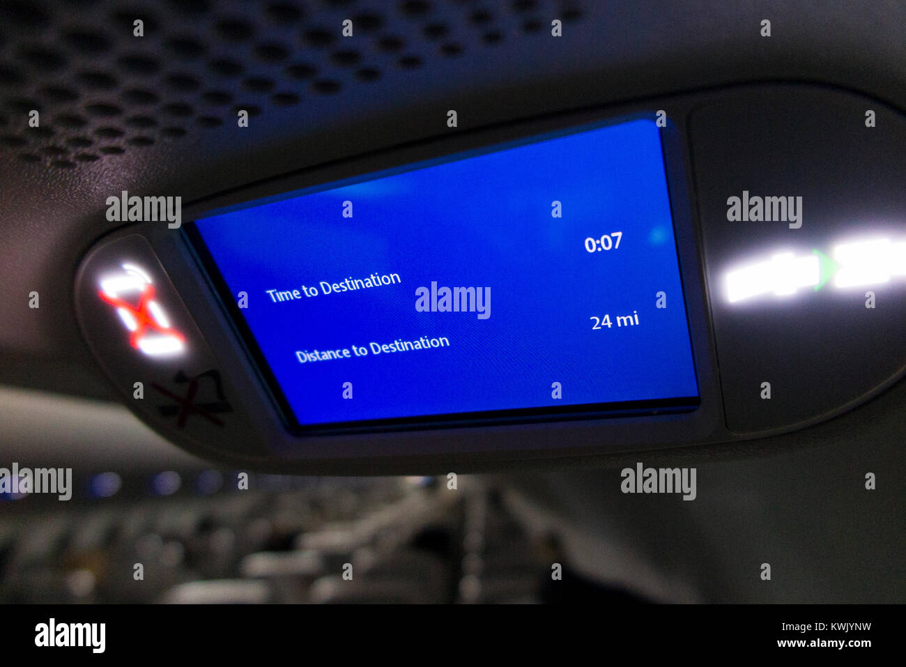 Aeroplane aircraft airplane air plane flight monitor showing travel ...