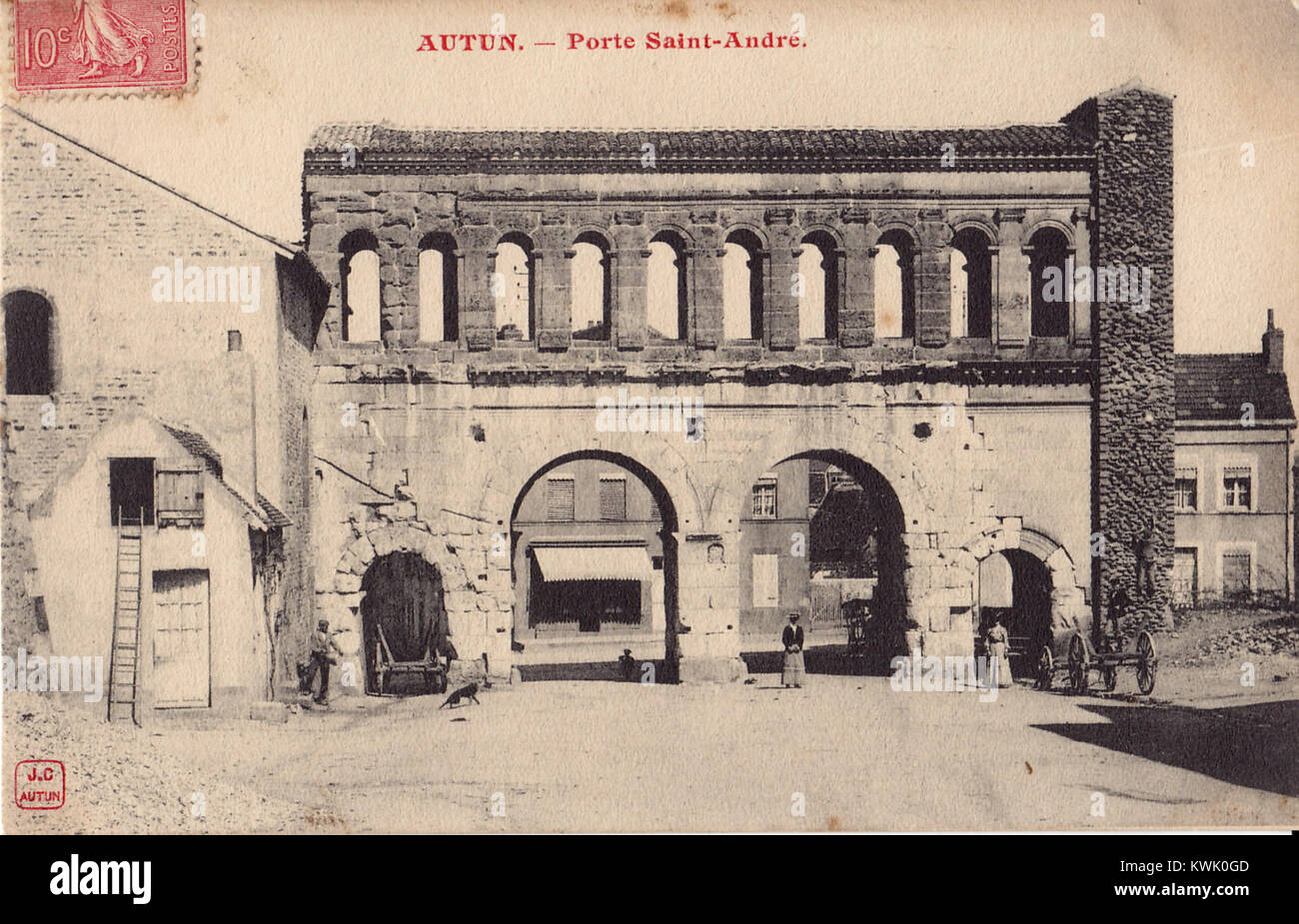 This image features the Porte Saint-André, an iconic gate in Autun ...