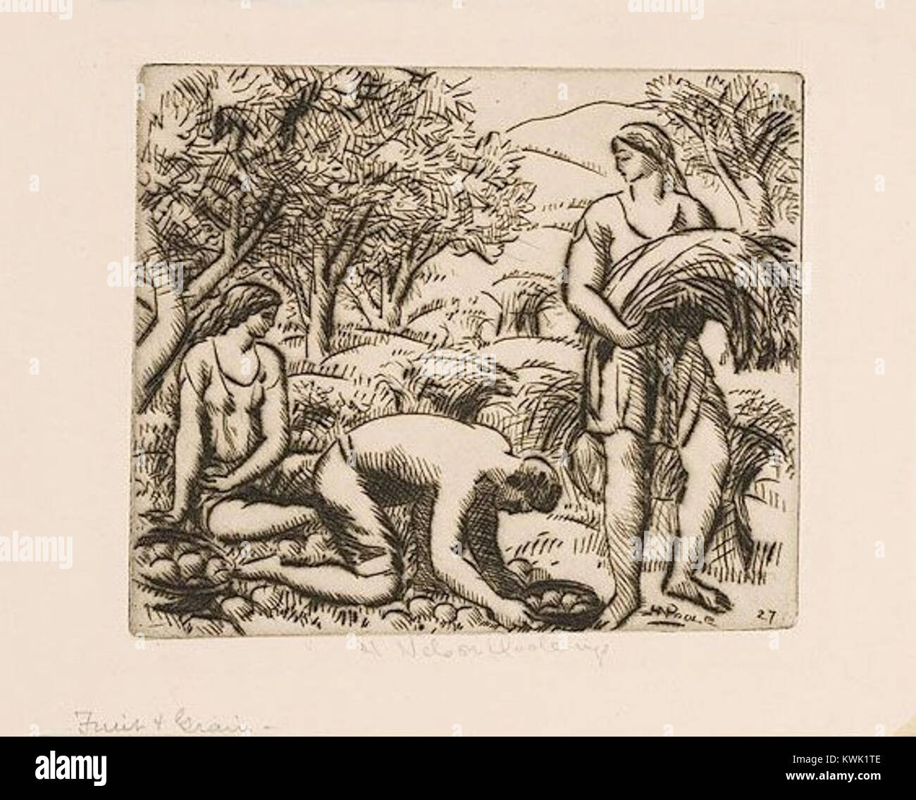 'Fruit and Grain' by Horatio Nelson Poole, 1927, drypoint Stock Photo ...