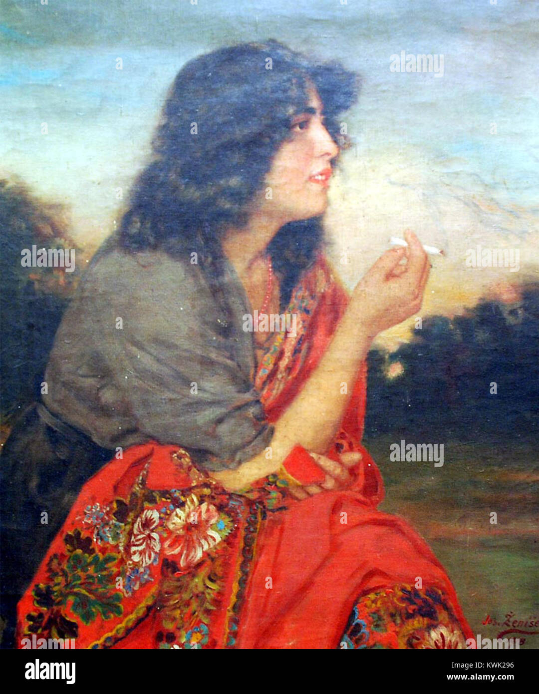 Josef Zenisek’s 1918 work 'Kourč, cikánka' explores themes of Roma ...