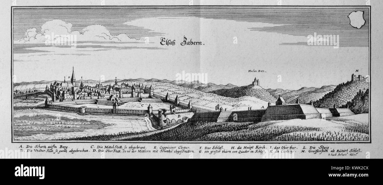 This historical image shows Zabern (now Saverne) in Alsace, France ...