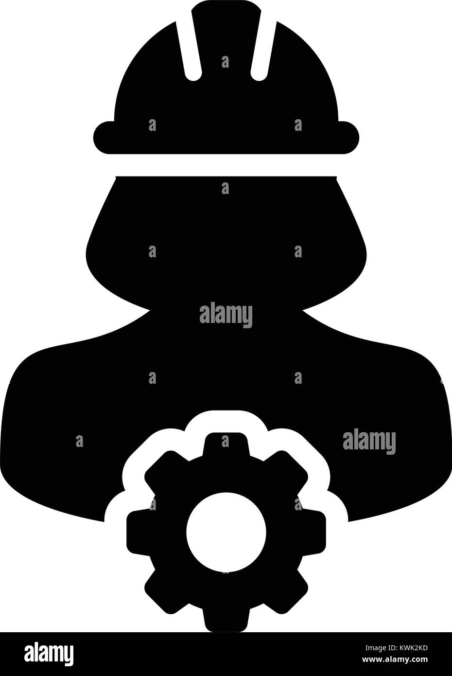 Service Icon Vector Female Person Worker Avatar Profile with Gear Cog ...