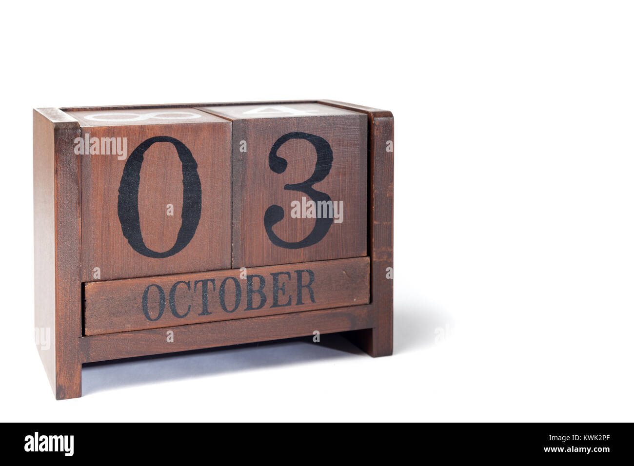 Wooden Perpetual Calendar set to October 3rd Stock Photo - Alamy