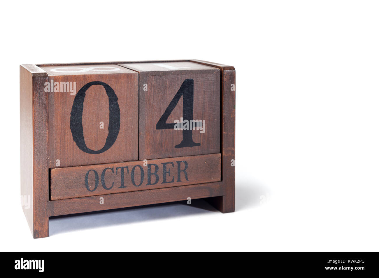 Wooden Perpetual Calendar set to October 4th Stock Photo - Alamy