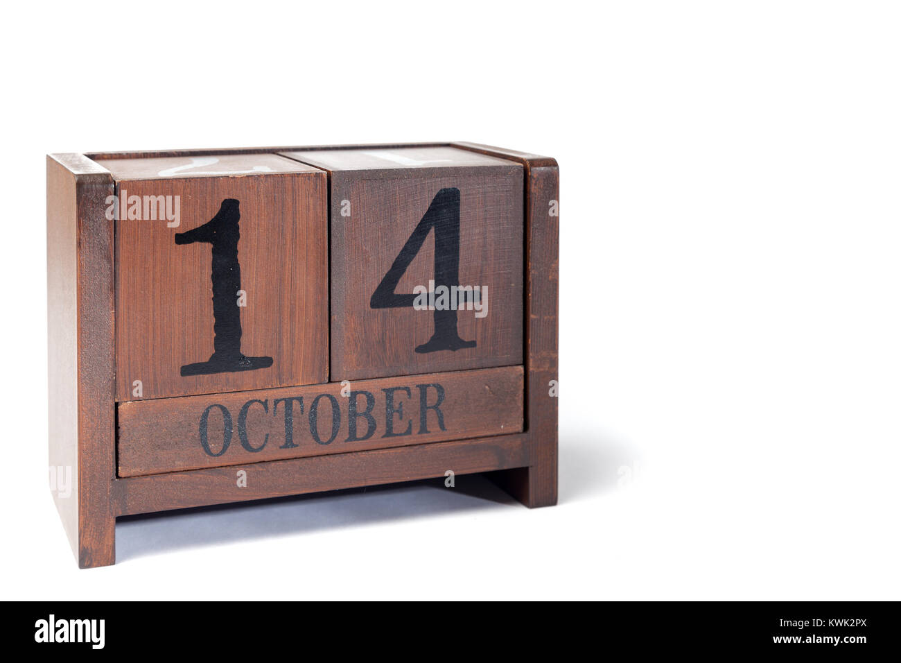 Wooden Perpetual Calendar set to October 14th Stock Photo - Alamy