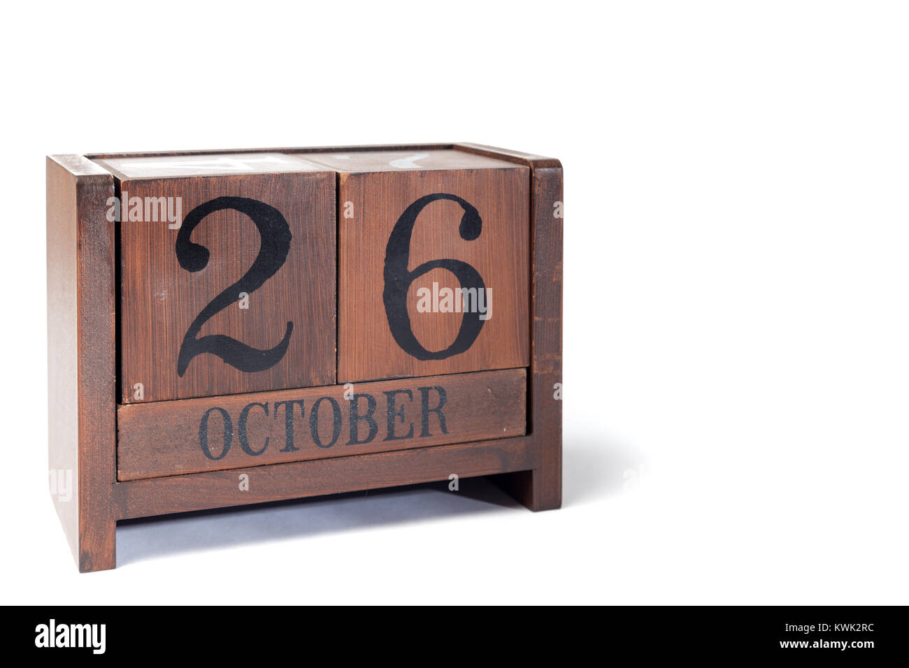 Wooden Perpetual Calendar set to October 26th Stock Photo - Alamy