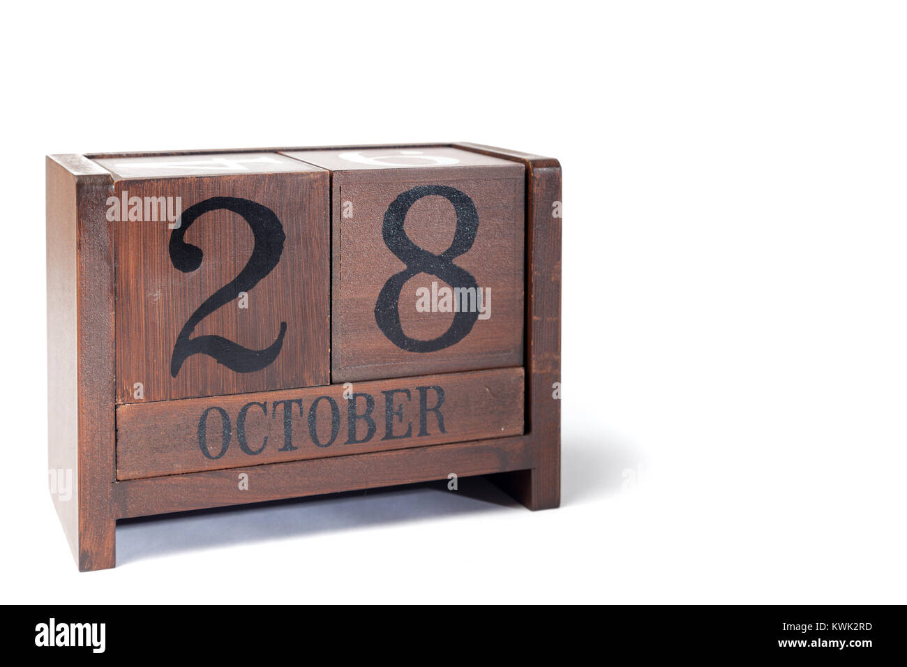 Wooden Perpetual Calendar set to October 28th Stock Photo - Alamy