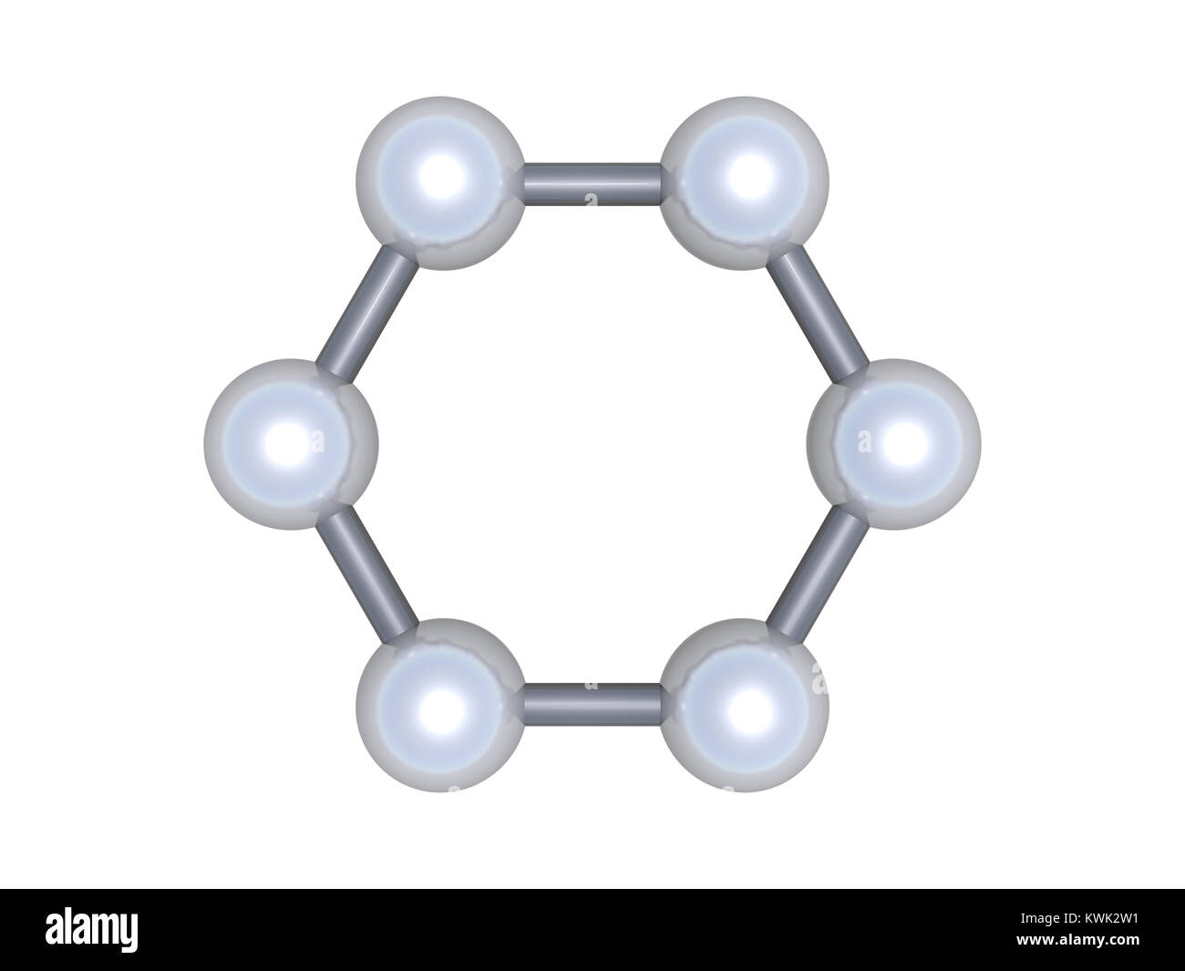 Graphene molecular cluster, top view. Hexagonal structure made of ...