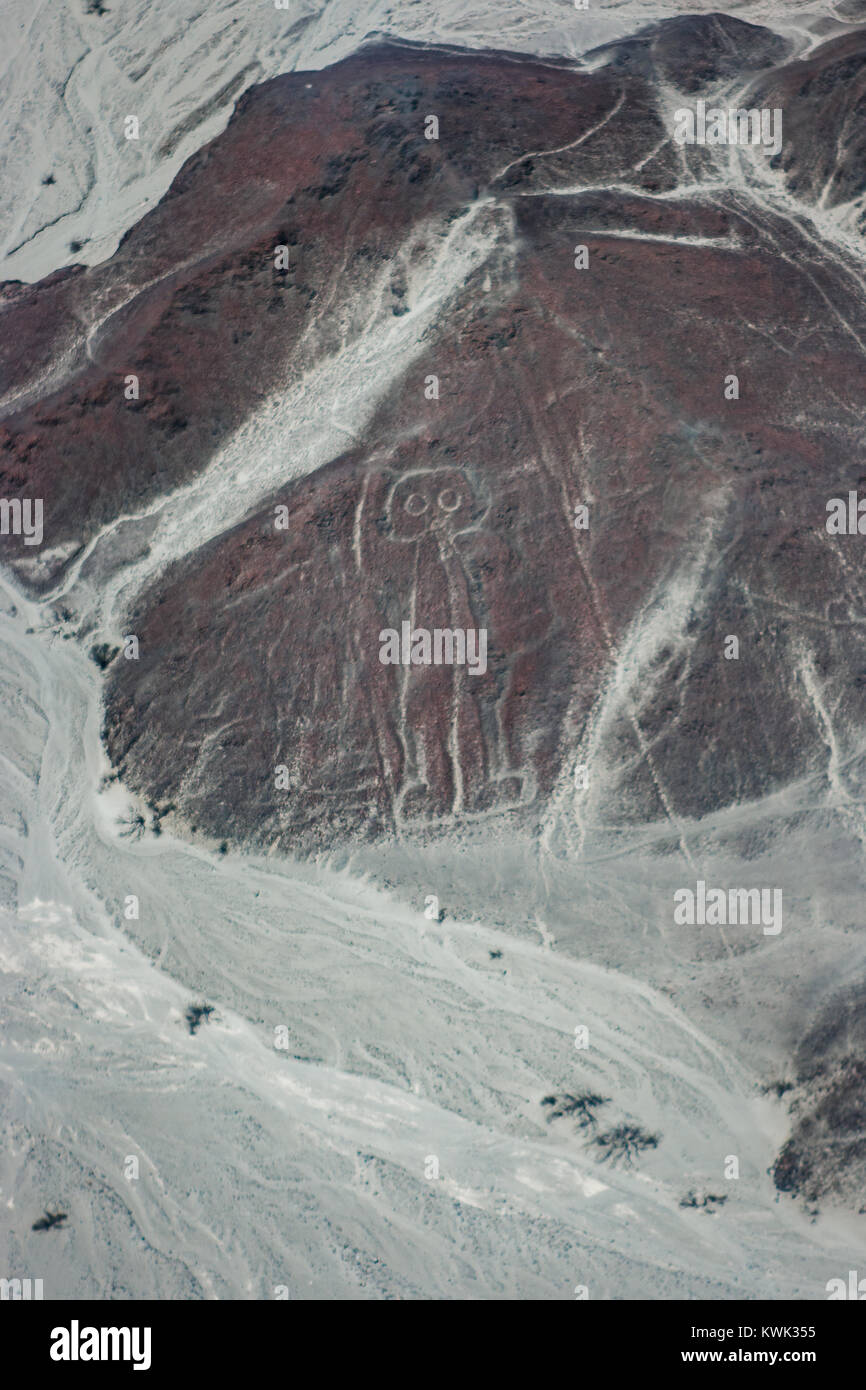 Aerial picture of the Astronaut figure at Nazca lines seen from the ...