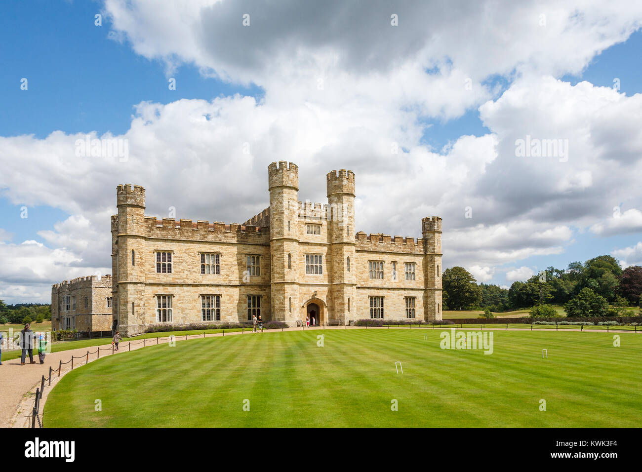 Main entrance facade to Leeds Castle, near Maidstone, Kent, southeast ...