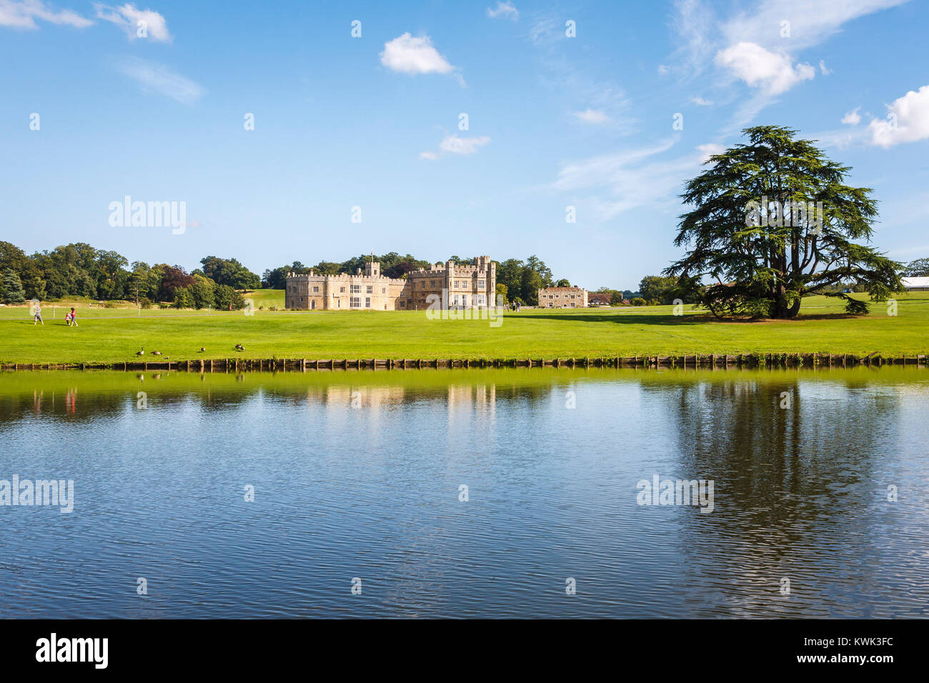 Panoramic view of the exterior of Leeds Castle, near Maidstone, Kent ...