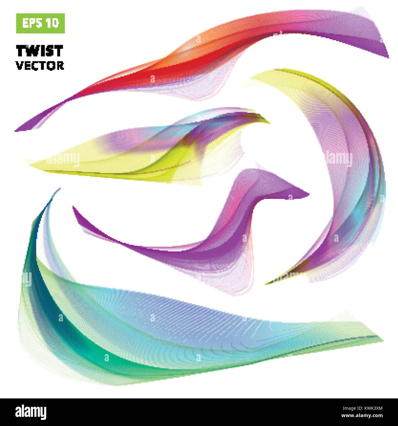 Abstract colorful wave twist spiral Set on white Background. Vector ...