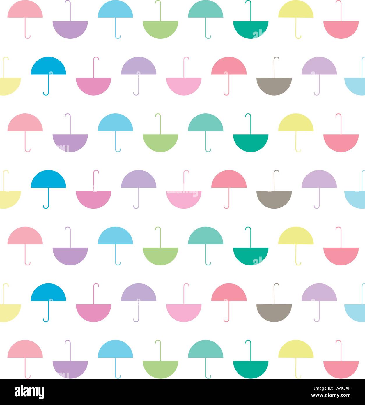 pattern of pastels color flat umbrellas on white background, vector ...