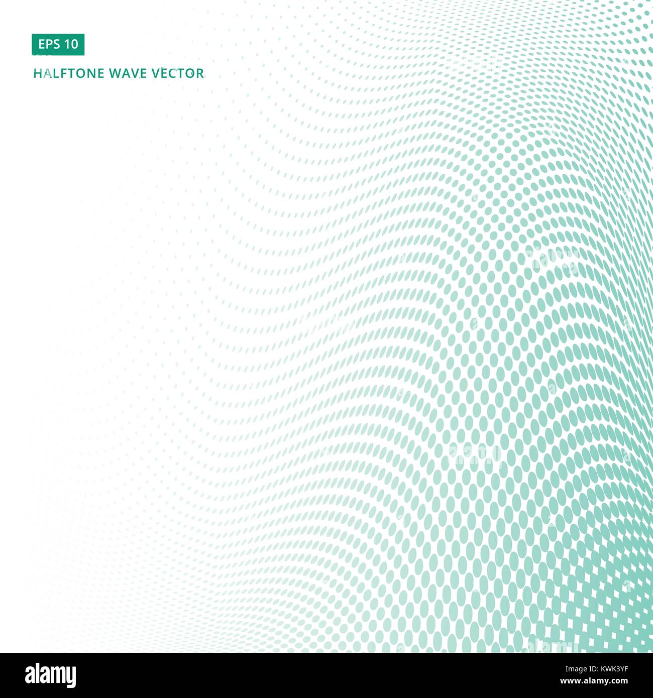 Green pastels color wave halftone on white background with copy space ...