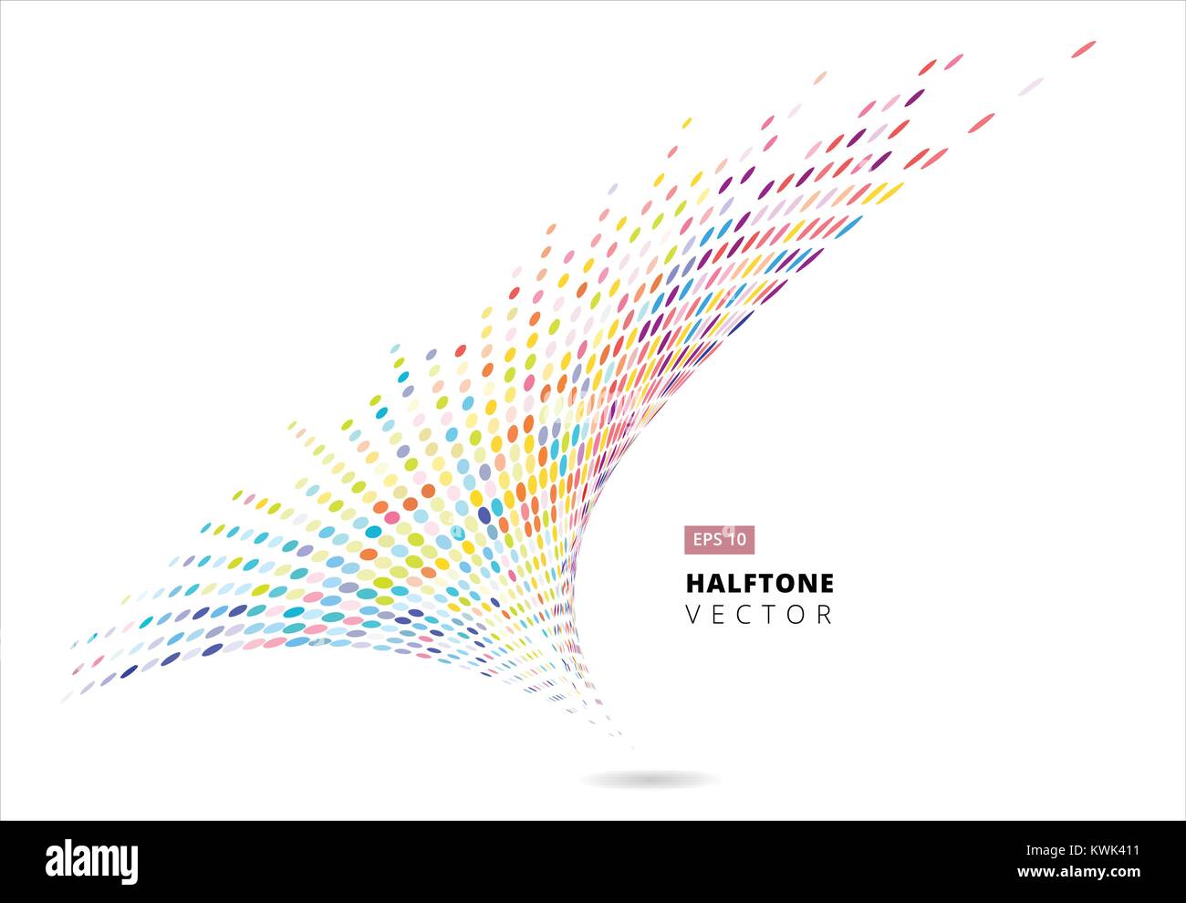 Abstract halftone spiral rainbow dots pattern perspective, storm ...