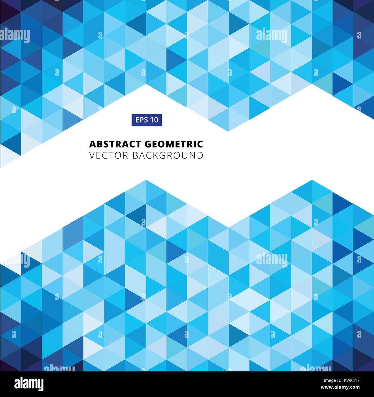 Abstract geometric blue triangle with copy space, isometric view ...