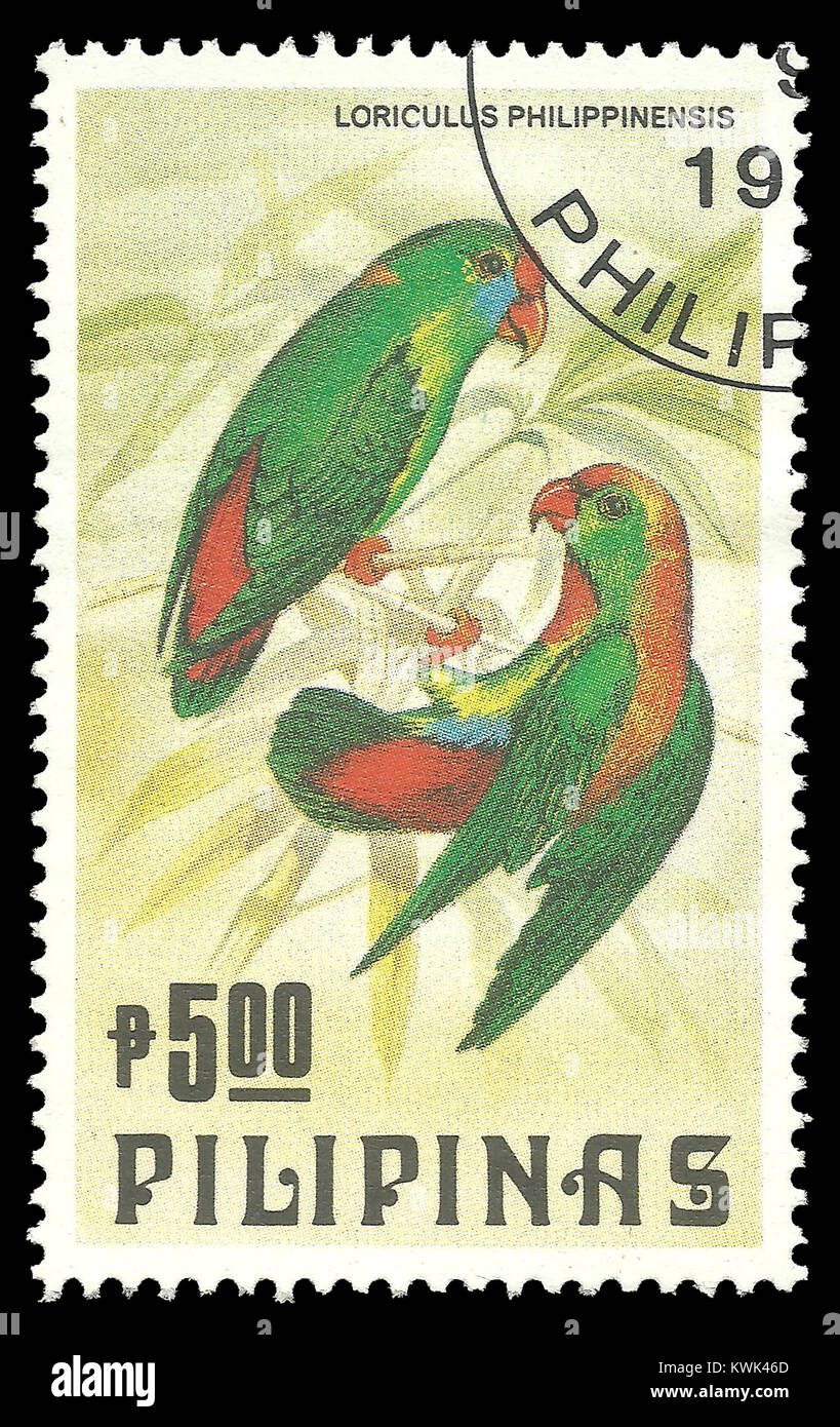 Philippines - stamp printed in1984, Issue Fauna, Series Parrots ...