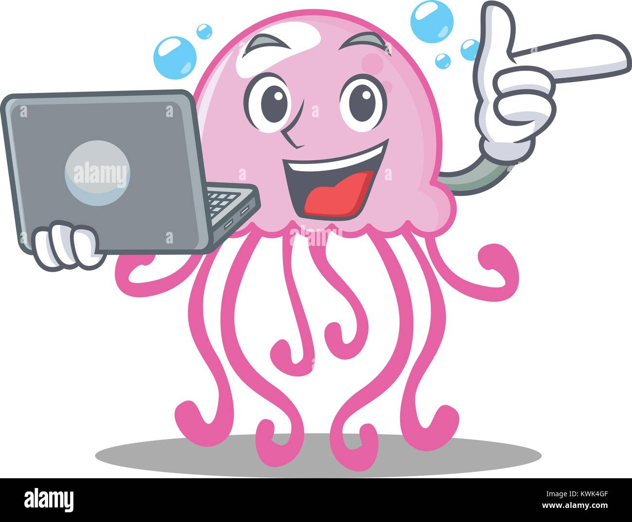 With laptop cute jellyfish character cartoon Stock Vector Image & Art ...