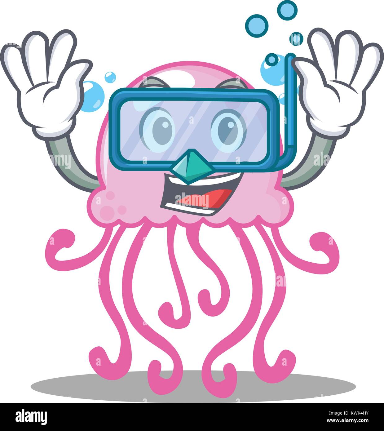 Diving cute jellyfish character cartoon Stock Vector Image & Art - Alamy