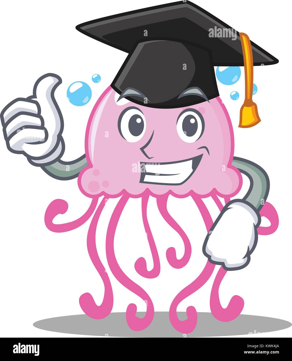 Graduation cute jellyfish character cartoon Stock Vector Image & Art ...