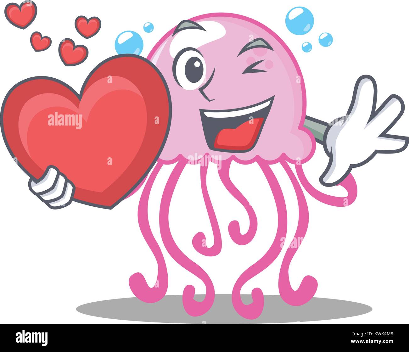 With heart cute jellyfish character cartoon Stock Vector Image & Art ...
