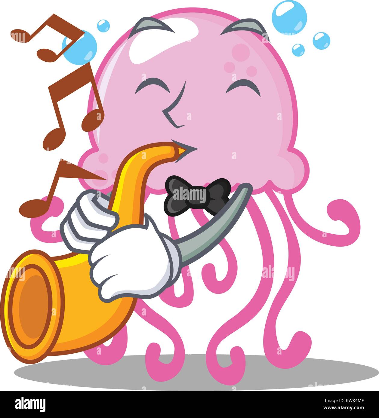 With trumpet cute jellyfish character cartoon Stock Vector Image & Art ...