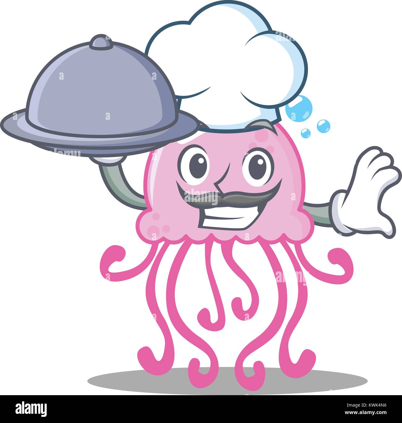Chef with food cute jellyfish character cartoon Stock Vector Image ...