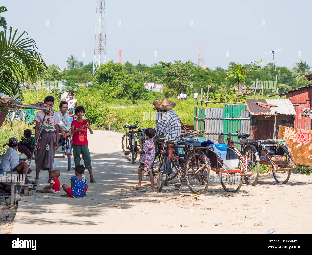 Villagers at a rural village in Dala Township near yangon in Myanmar ...