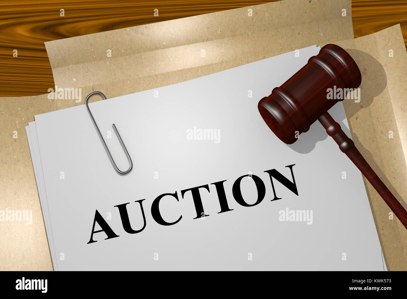 3D illustration of AUCTION title on legal document Stock Photo - Alamy