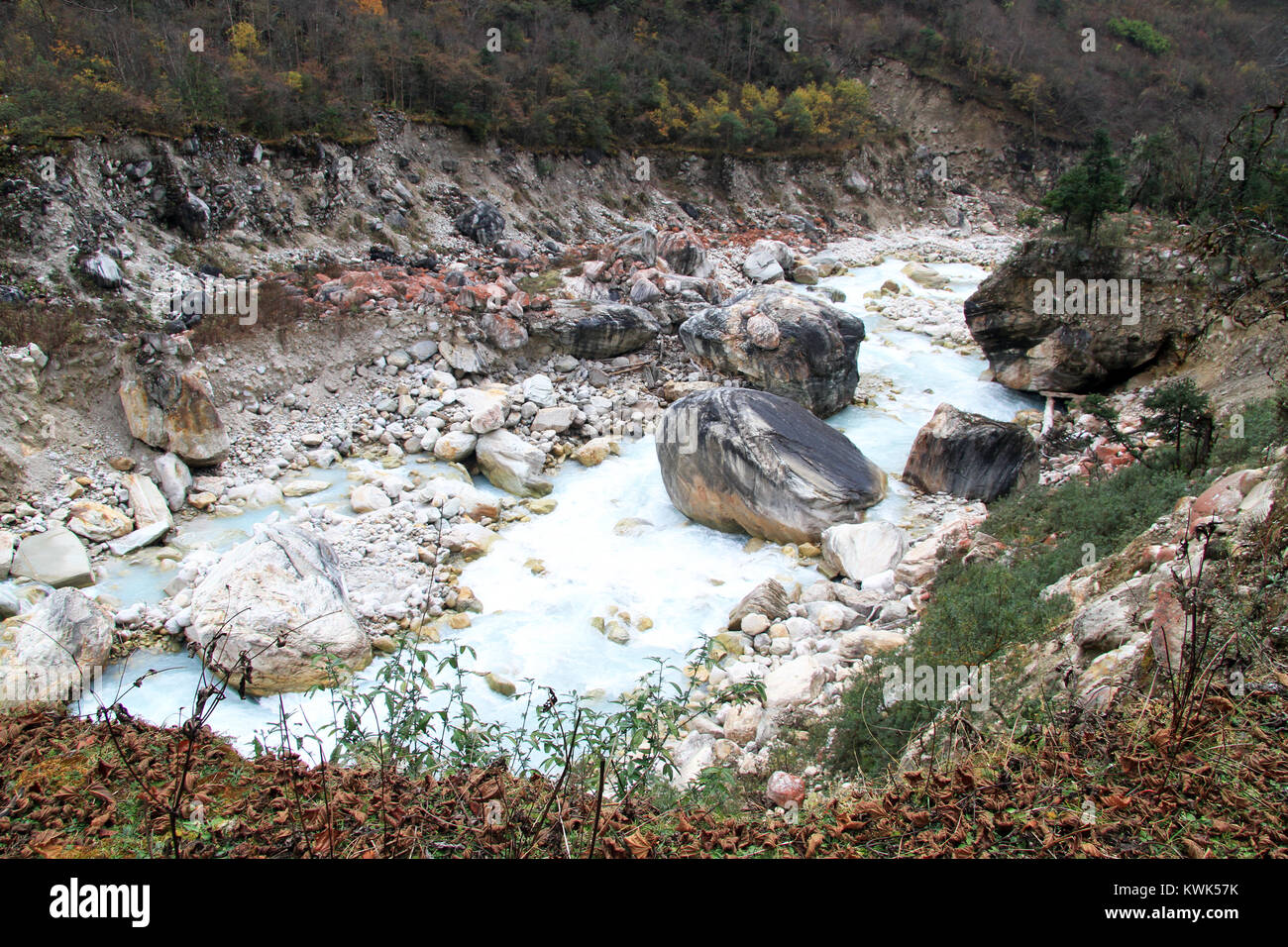 Mountain river and rocks in Nepal Stock Photo - Alamy