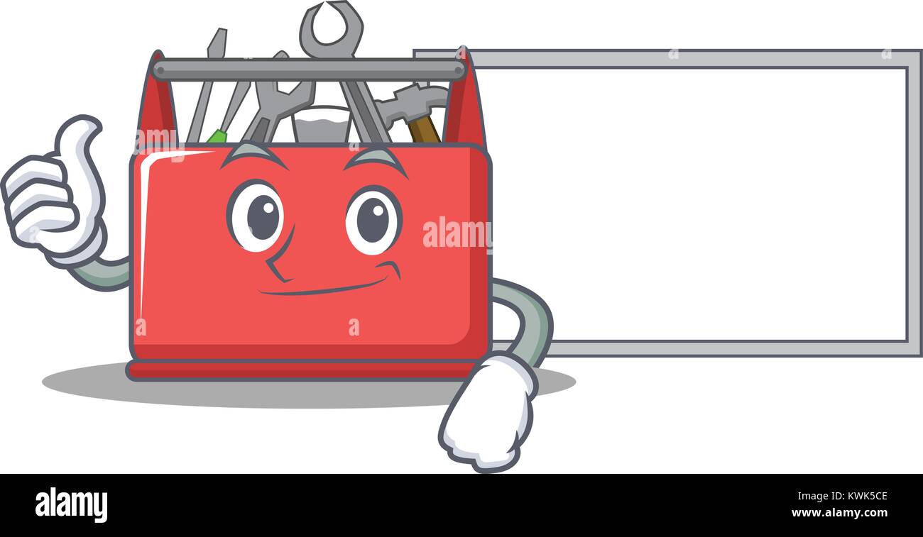 Thumbs up with board tool box character cartoon Stock Vector Image ...