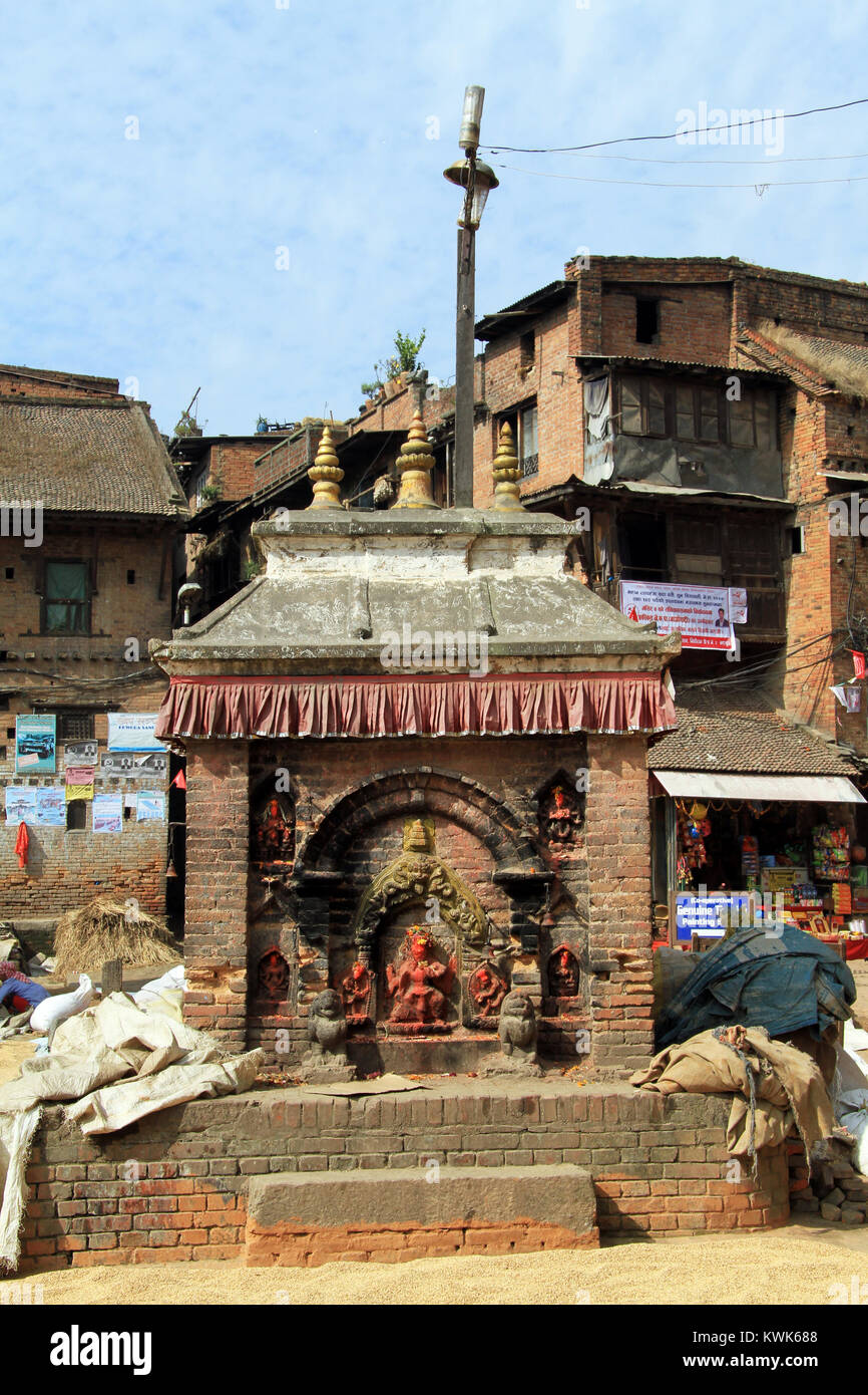 Small hindu shrine on the square in Bhaktapur, Nepal Stock Photo - Alamy