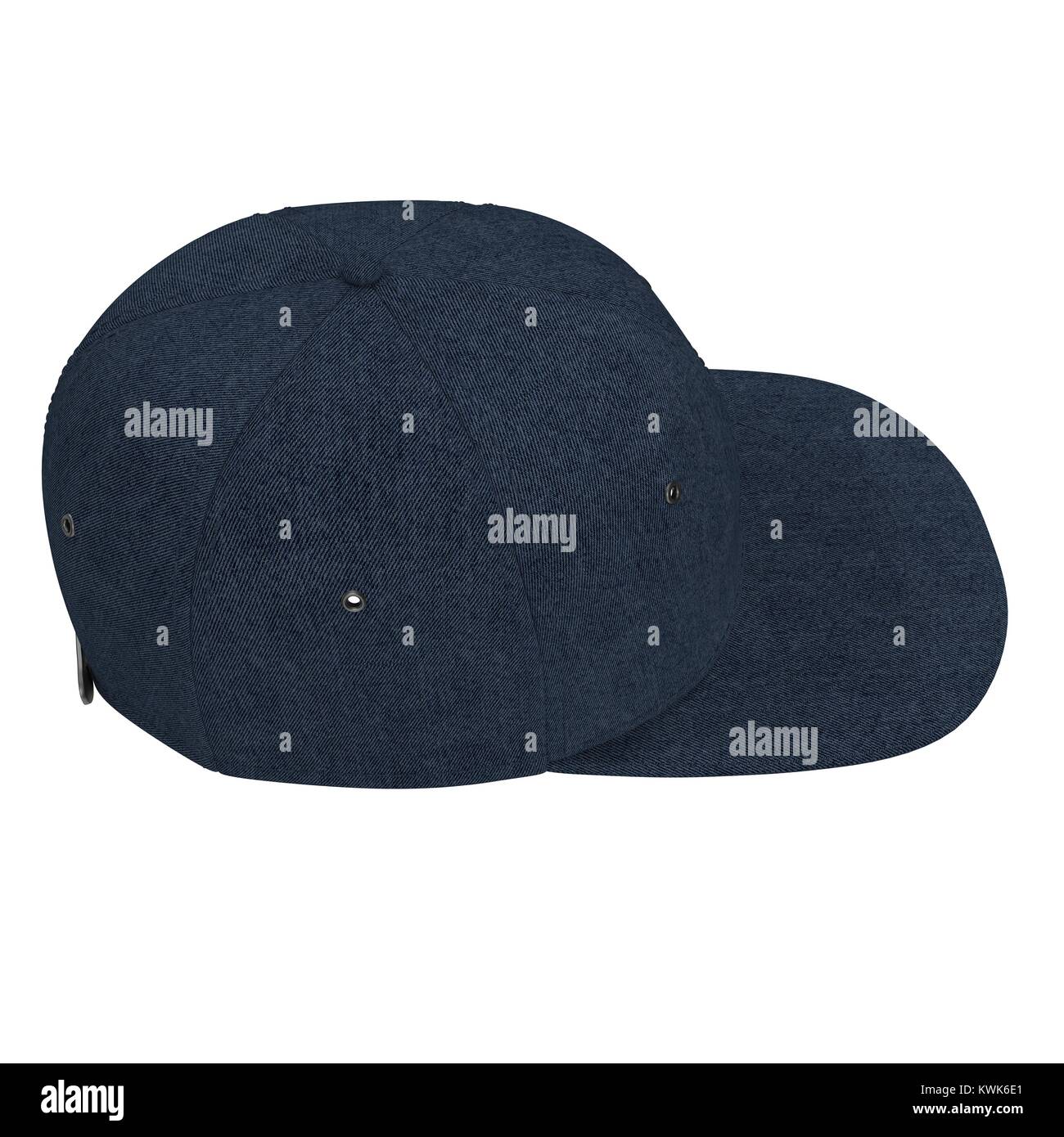 Blue Baseball Hat on white. Side view. 3D illustration Stock Photo - Alamy