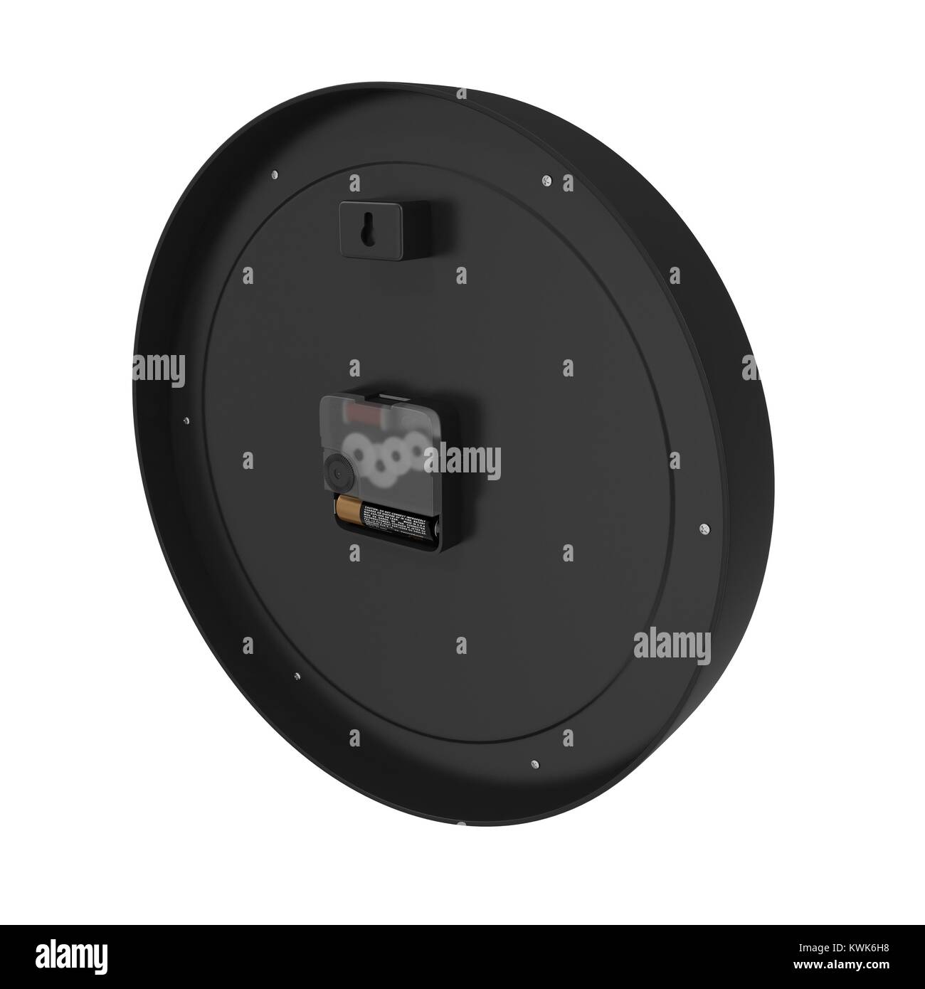 Round Office Clock on white. Rear view. 3D illustration Stock Photo - Alamy