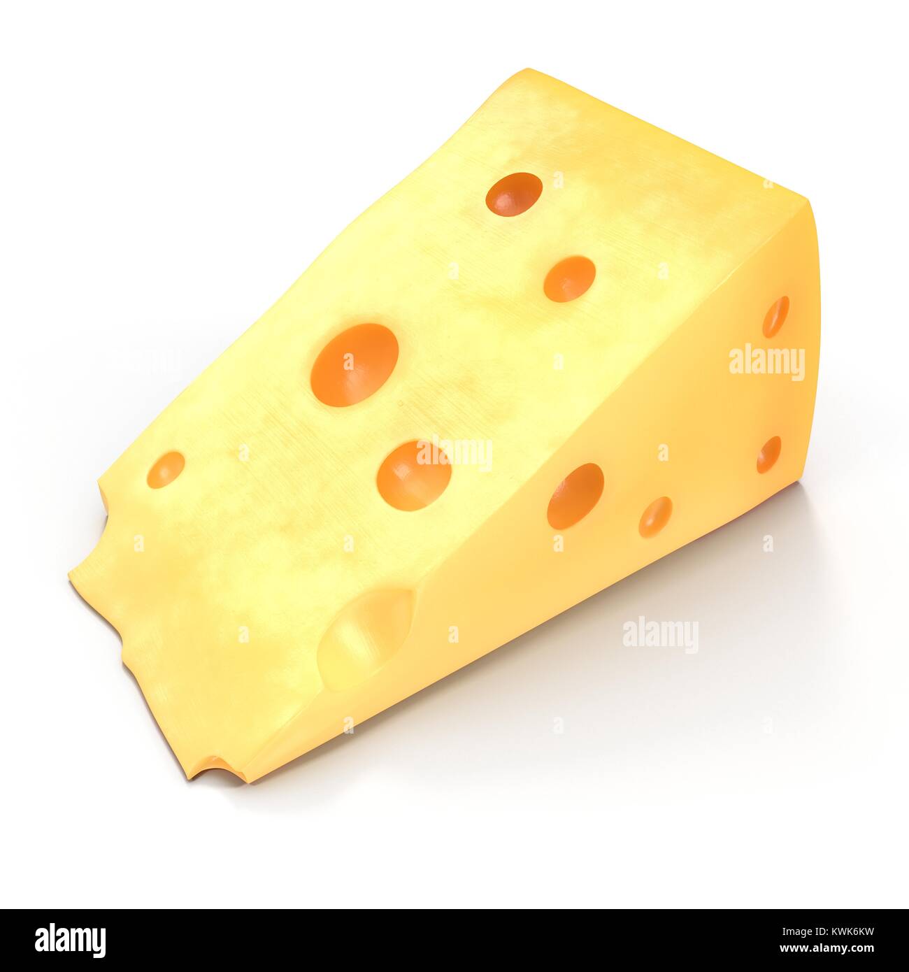 Cheese Wedge on white. 3D illustration Stock Photo - Alamy