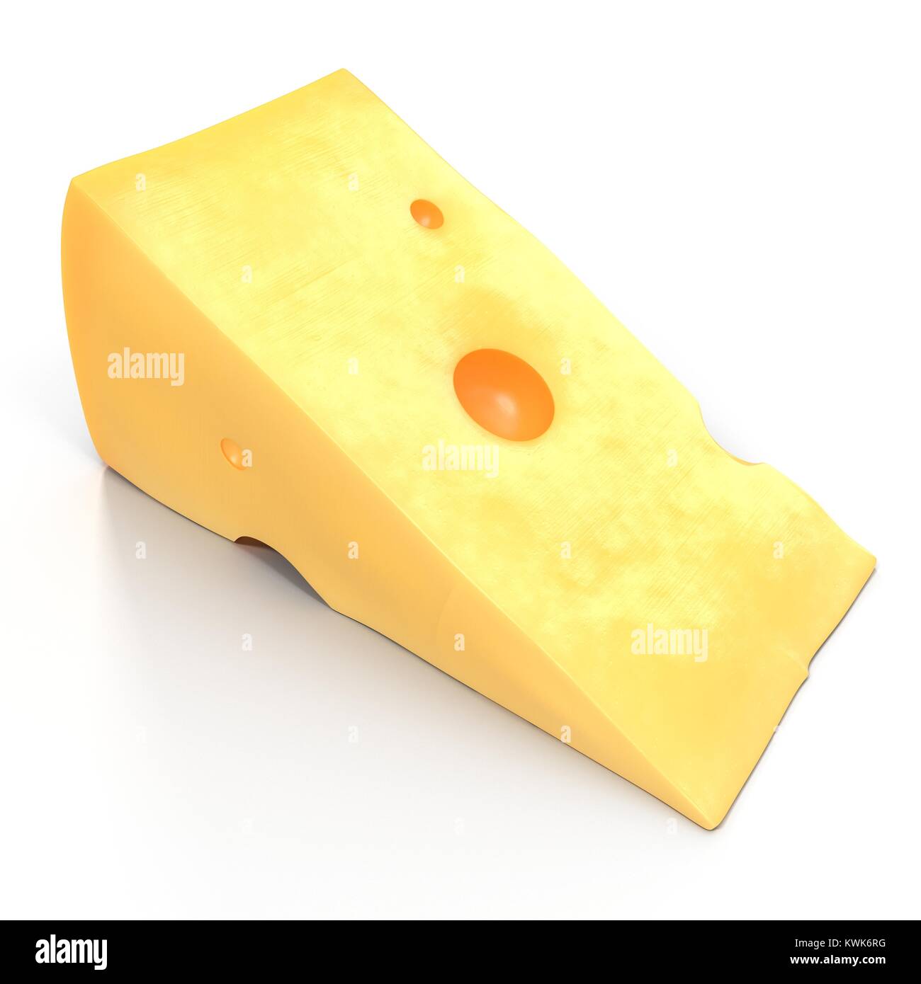 Wedge of fresh cheese isolated on white. 3D illustration Stock Photo ...