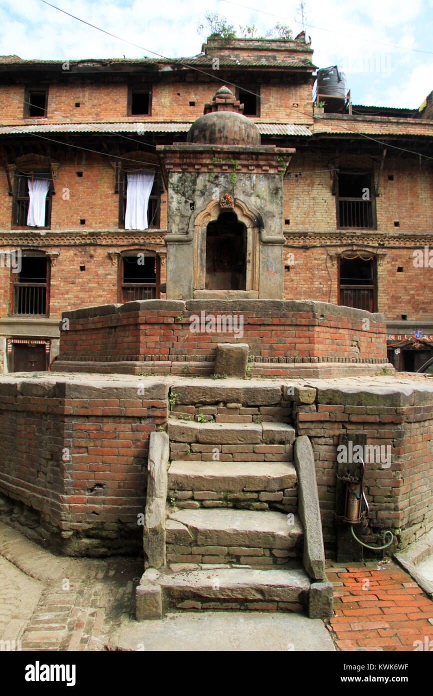 Small temple in the inner yard of building in Bhaktapur, Nepal Stock ...