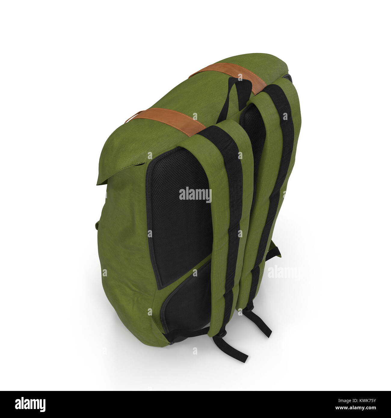 Green backpack or back pack or school bag or rucksack isolated on white ...