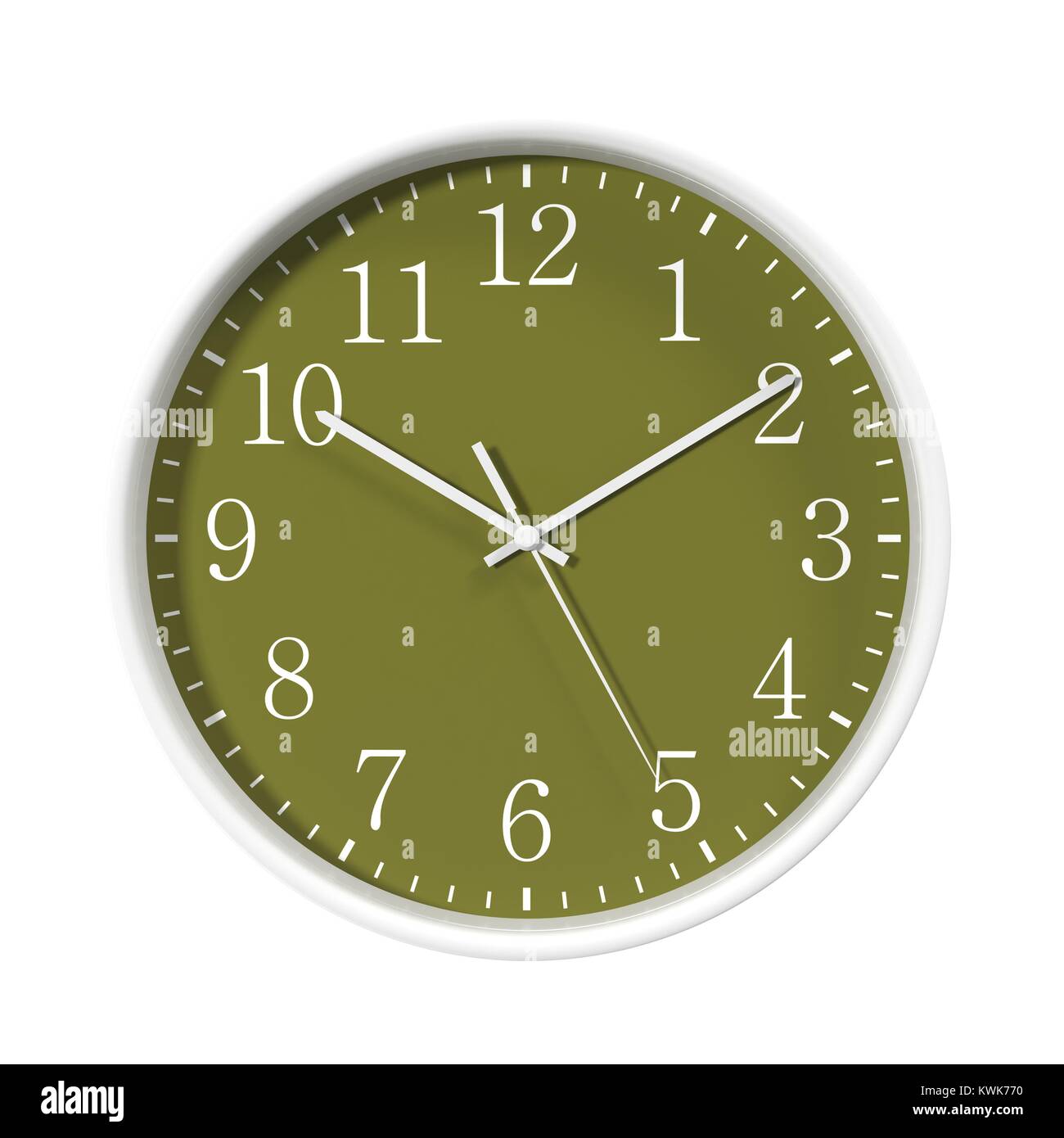 Round Office Clock green dial on white. 3D illustration Stock Photo - Alamy