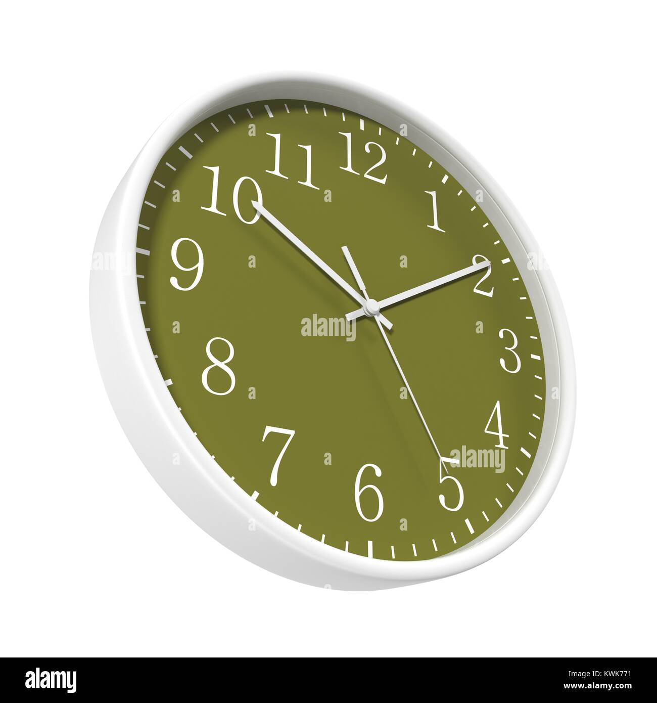 Round Office Clock green dial on white. 3D illustration Stock Photo - Alamy