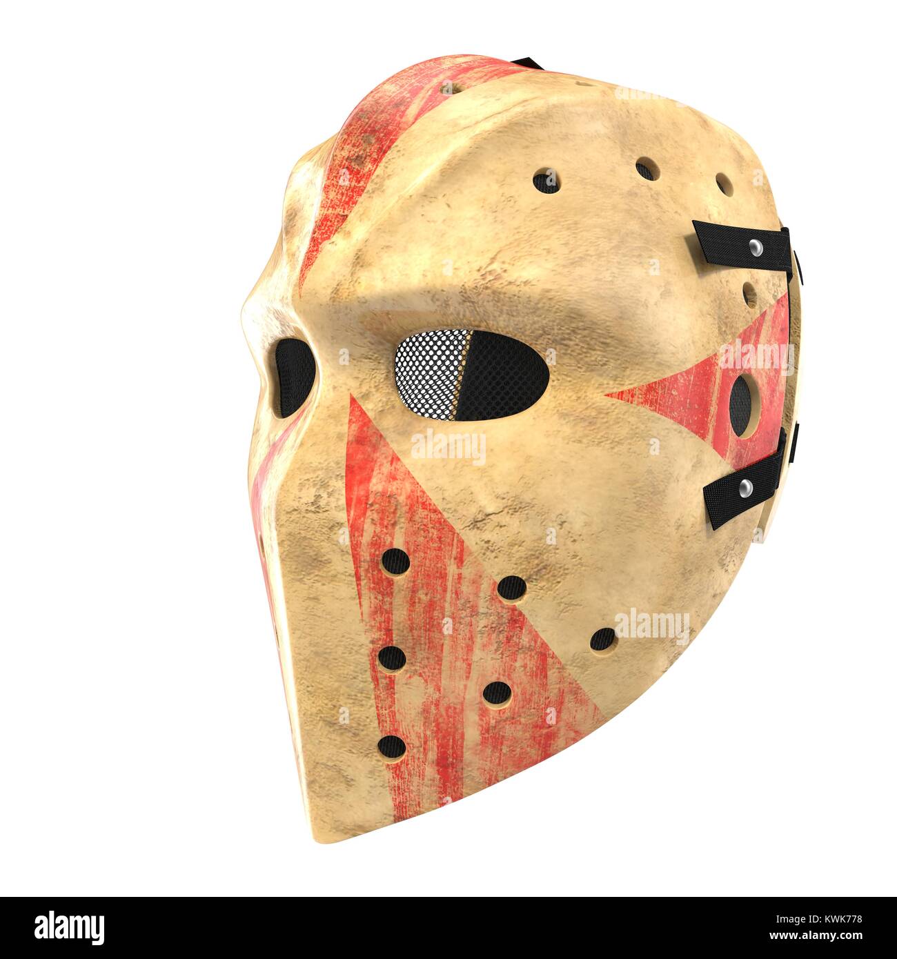 Scary hockey Halloween mask on white. 3D illustration Stock Photo - Alamy