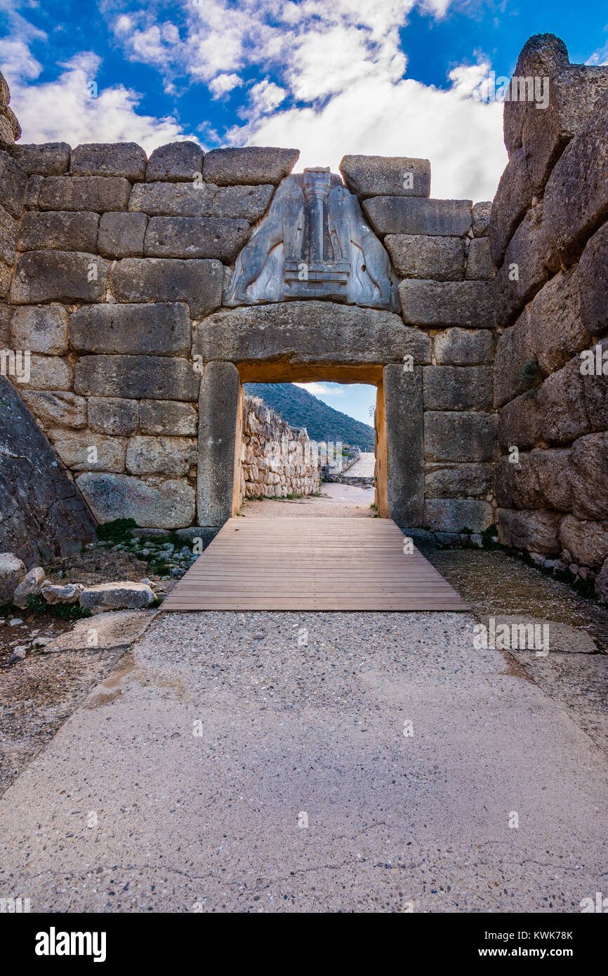 The archaeological site of Mycenae near the village of Mykines, with ...