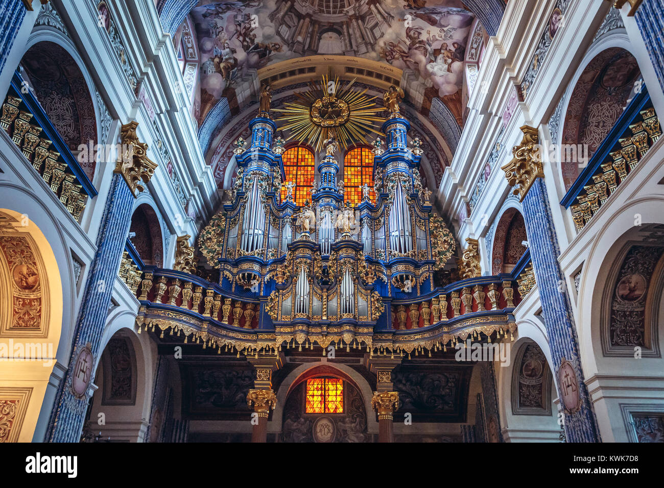 Pipe organ in Basilica of Visitation of Blessed Virgin Mary in Swieta ...
