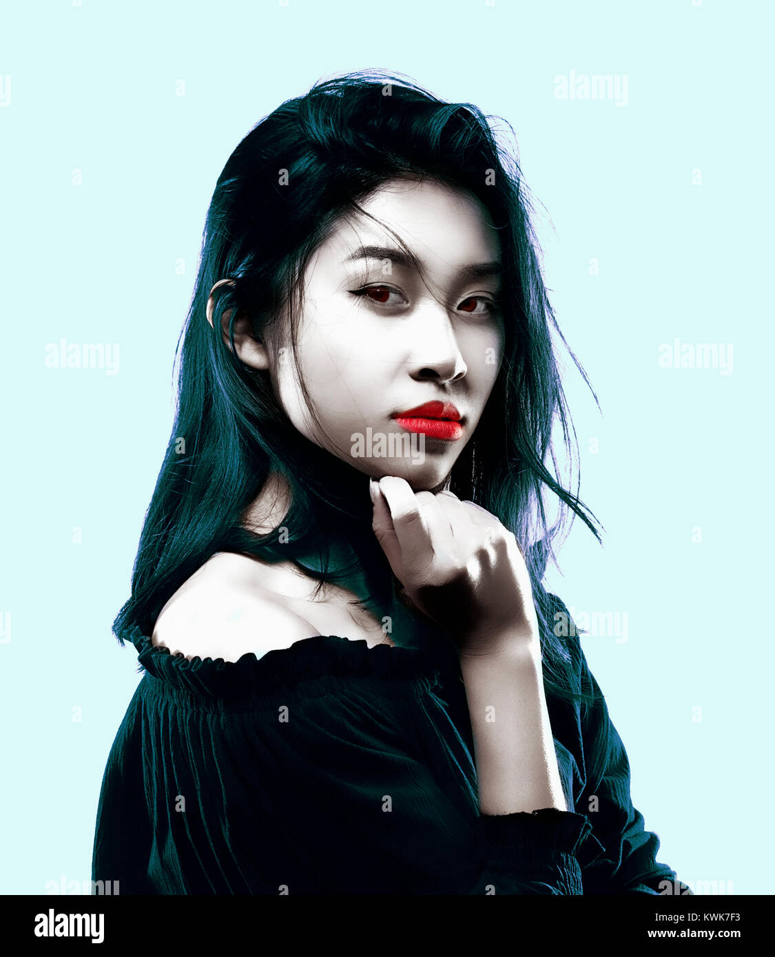 Studio Portrait of a Teenage Girl in Dark Top Stock Photo - Alamy