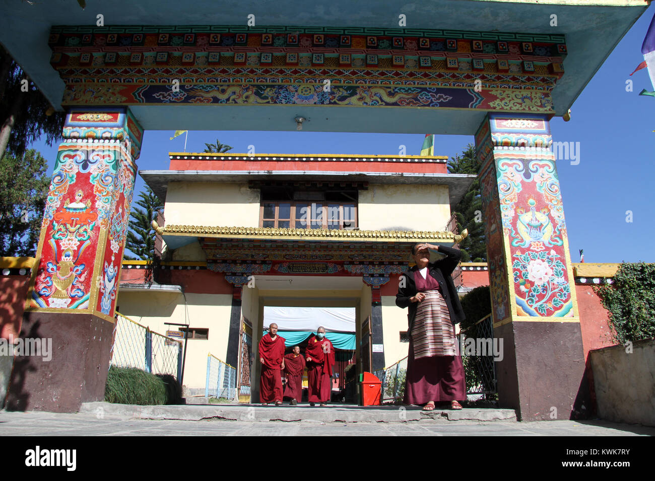 Gate of Shechen monastery in Kathmandu, Nepal Stock Photo - Alamy