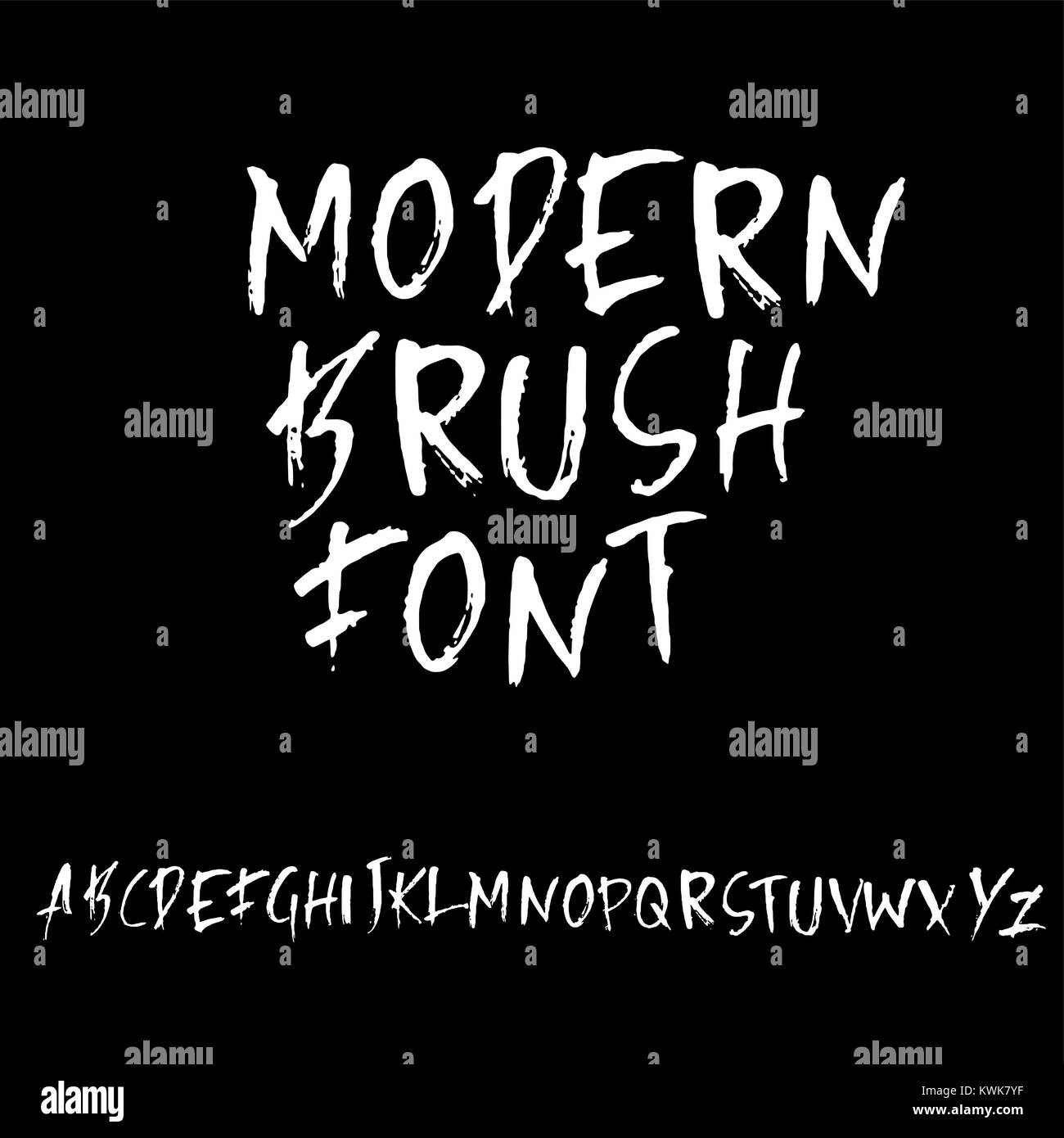 Handdrawn dry brush font. Modern brush lettering. Grunge style alphabet ...
