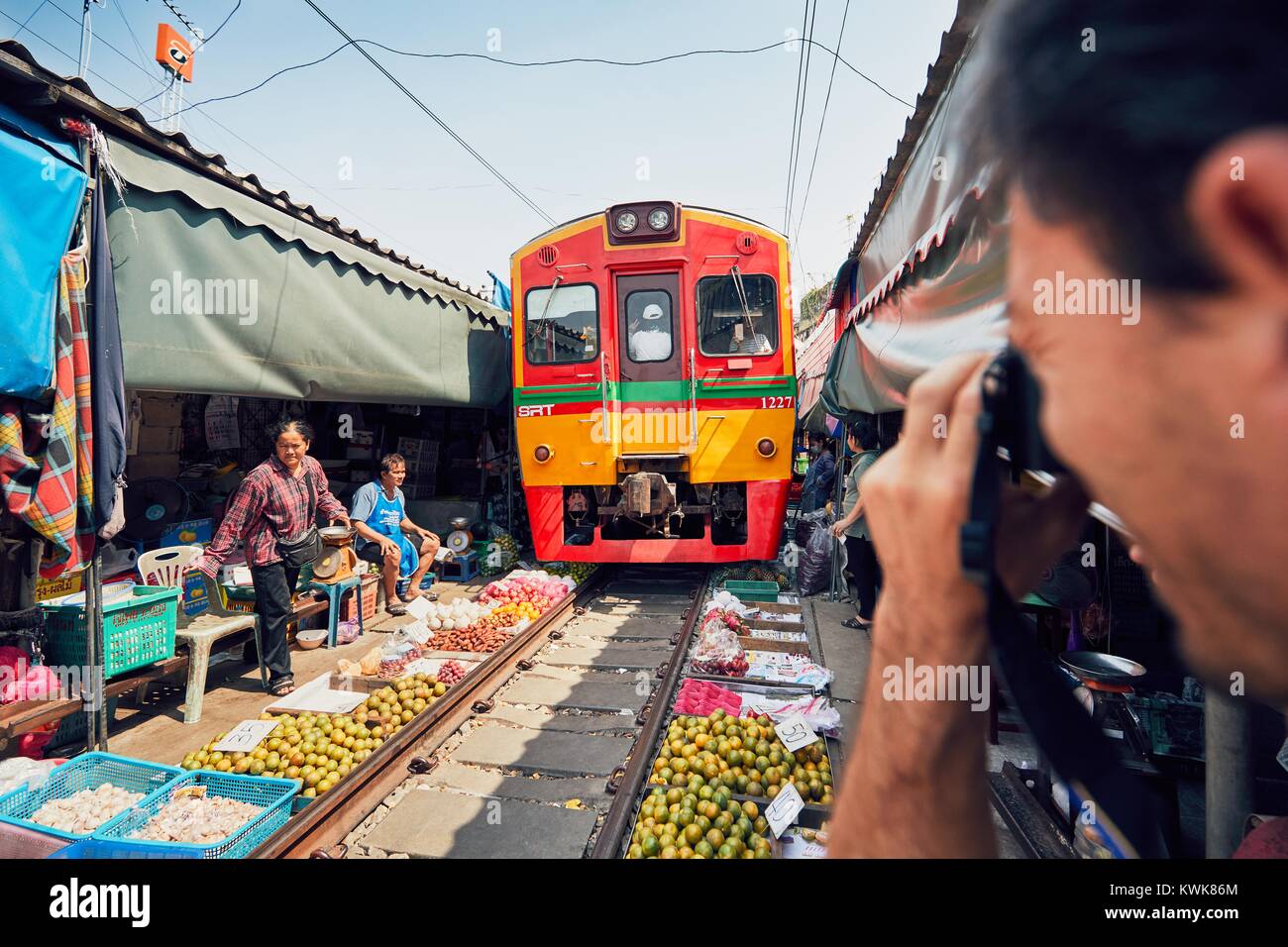 Maeklong, Thailand - November 4, 2017: Railway market on November 20 ...