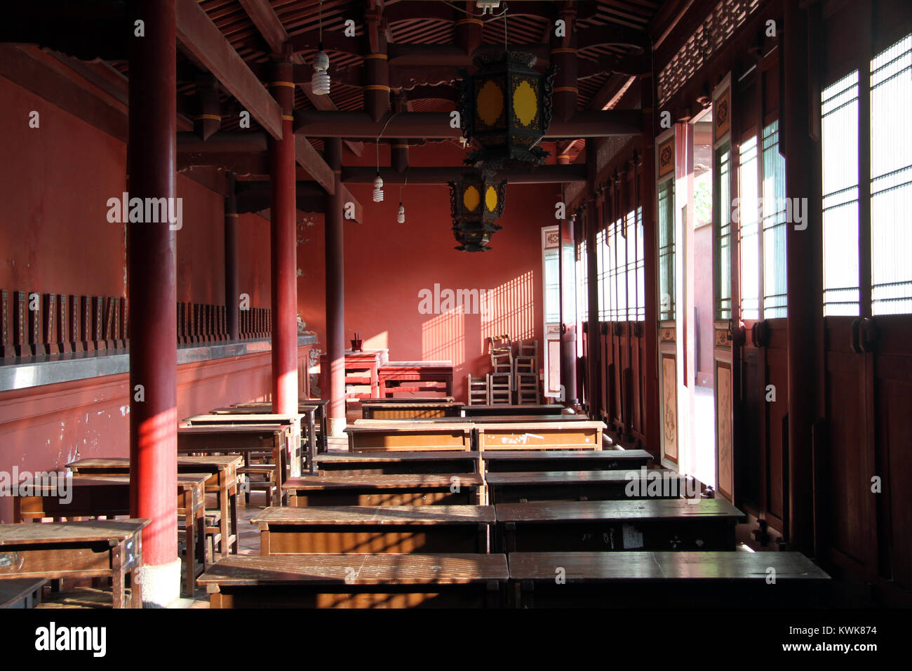 Classroom inside old Confucius temple in Changhua, Taiwan Stock Photo ...